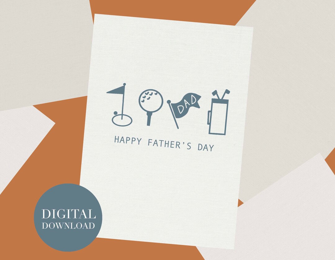 Printable Golf Father's Day Blank Greeting Card, Gifts for Dad, Card ...