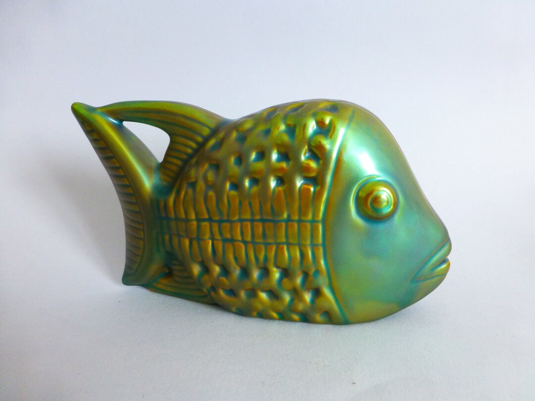 Vintage Hungarian,zsolnay Porcelain Statue,fish Figurine by Judit Nador ...