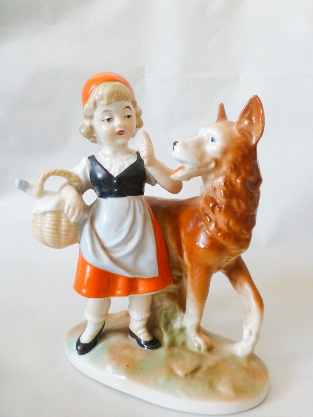 Antique Fairy Tale Figurine,german Porcelain Figurine,little Red Riding ...