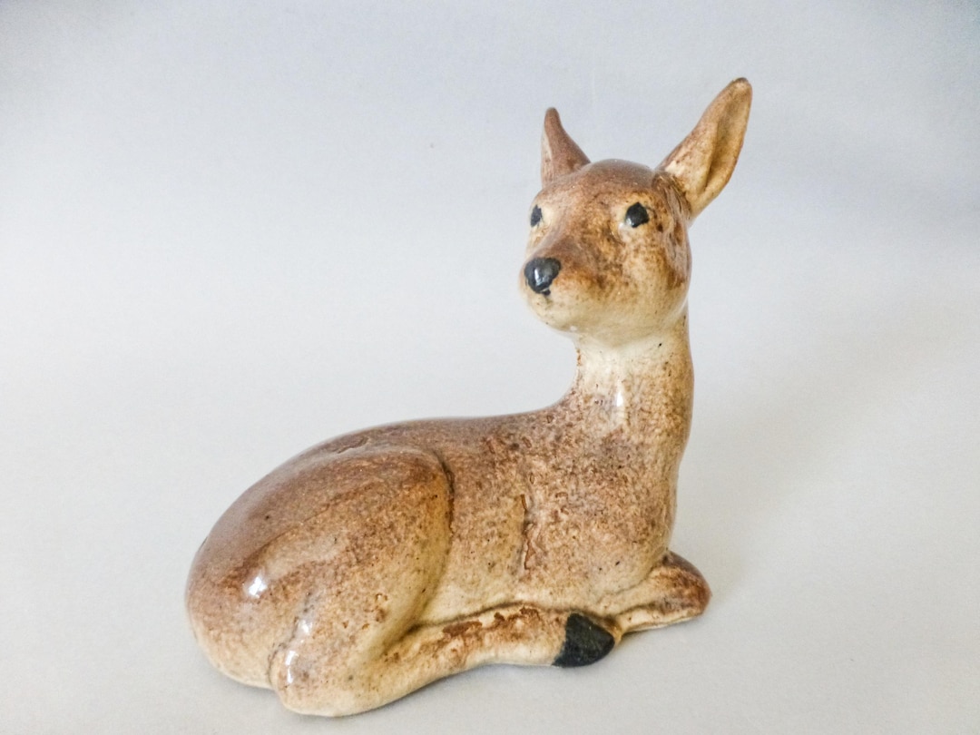 Antique Pottery Fawn,faience Figurine, Fawn Statuette FREE SHIPPING - Etsy