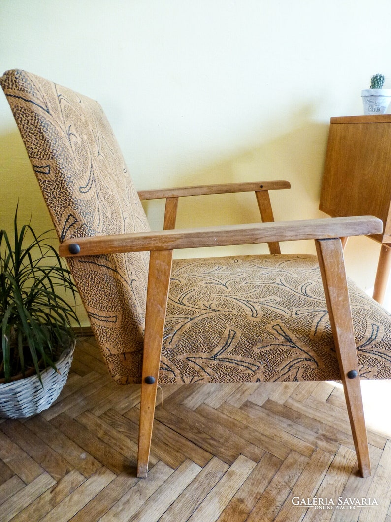 60s Vintage Armchairretro Brown Chair mid Century Chair - Etsy