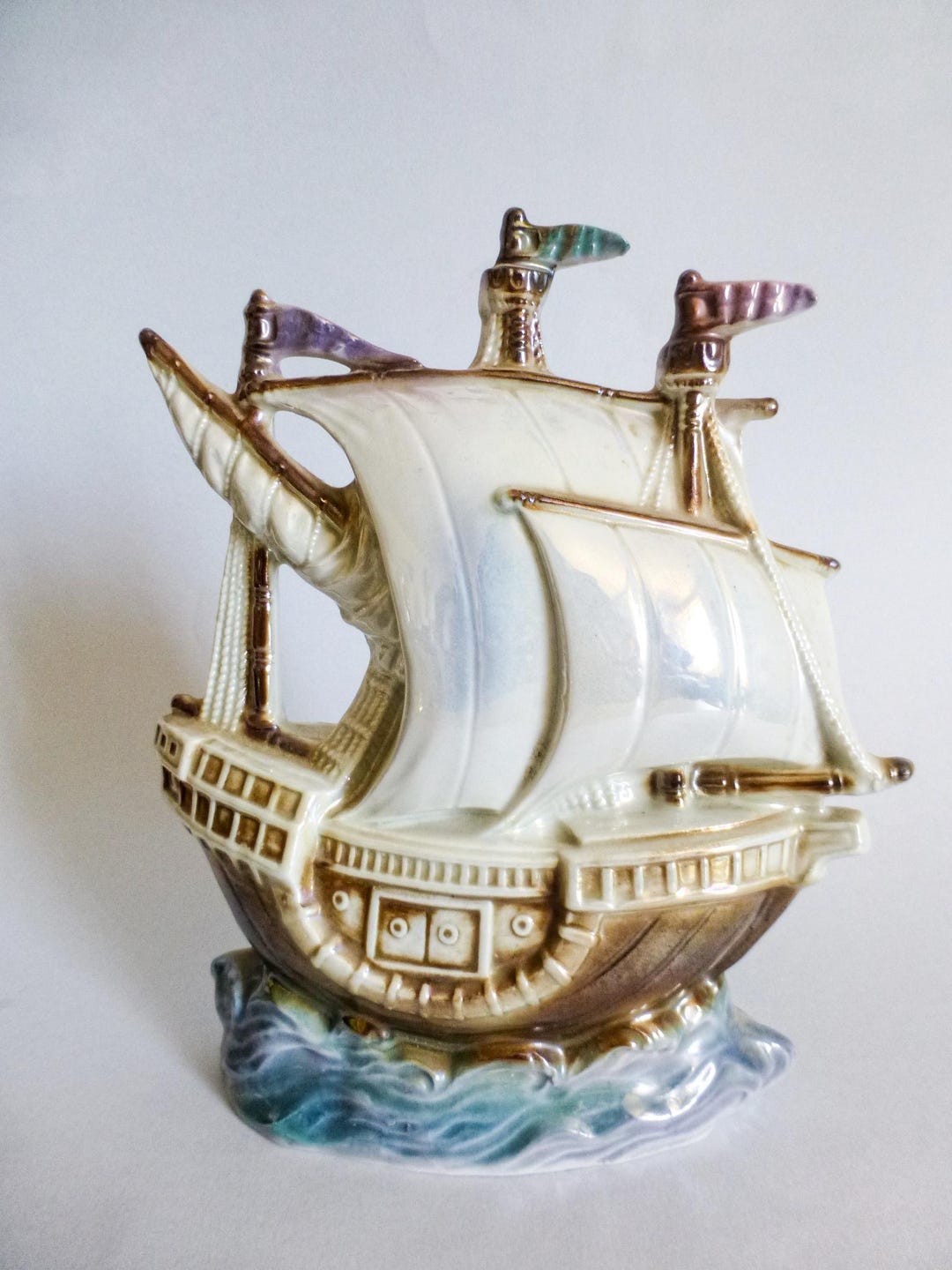 Vintage Porcelain Ship Figurine: Hand-painted Nautical Decor - Etsy