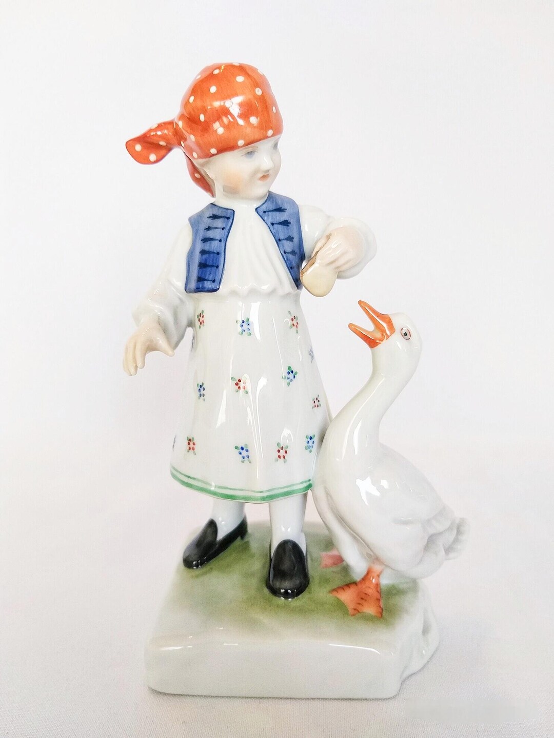 Vintage Herend Porcelain Girl With Goose,little Girl Figurinefree ...