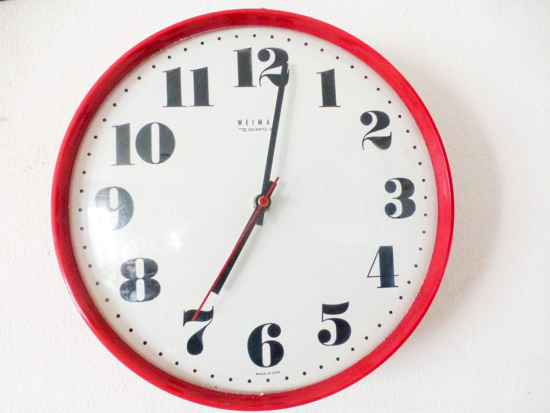 Vintage German Wall Clock,red Weimar Clock,kitchen Clock,quartz Clock ...