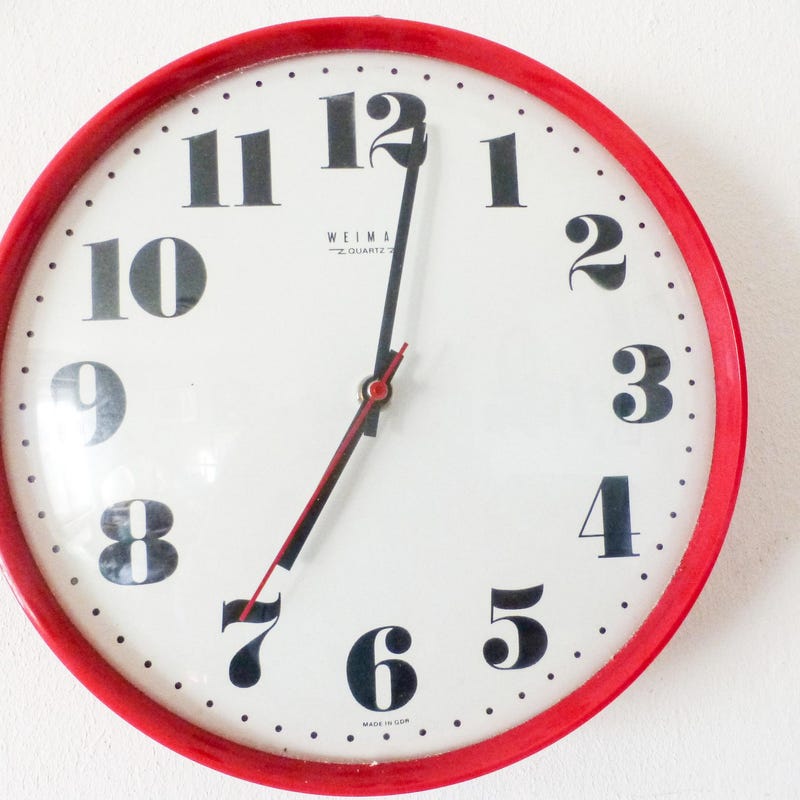 Red Wall Clock - Etsy