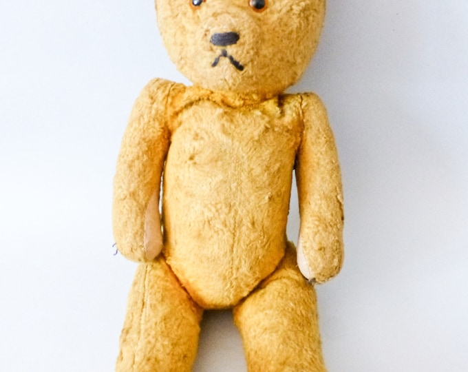 Antique Teddy Bear, Vintage Teddy Bear, Vintage Toy, Straw Filled Teddy ...