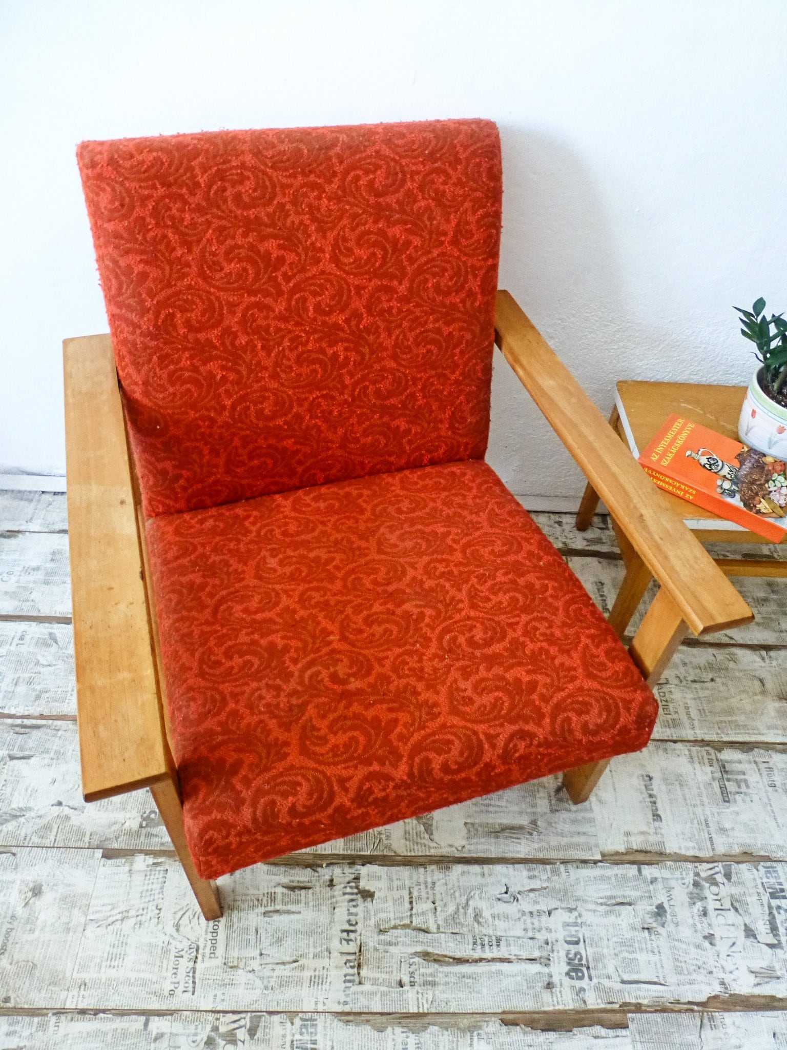 60s Vintage Armchairretro Red Chair mid Century Chair Big - Etsy