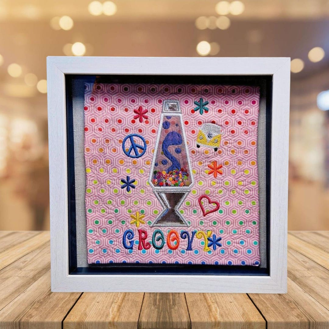 Handmade Embroidered & Appliquéd "lava Lamp" Mini Quilt – 9x9 Shadow ...