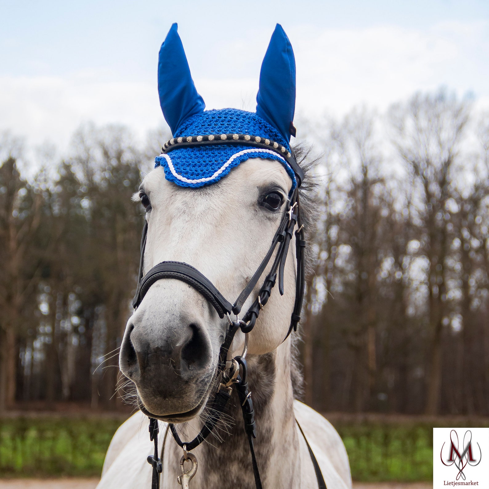 Cobalt blue fly bonnet horse fly bonnet blue cobalt blue ear | Etsy