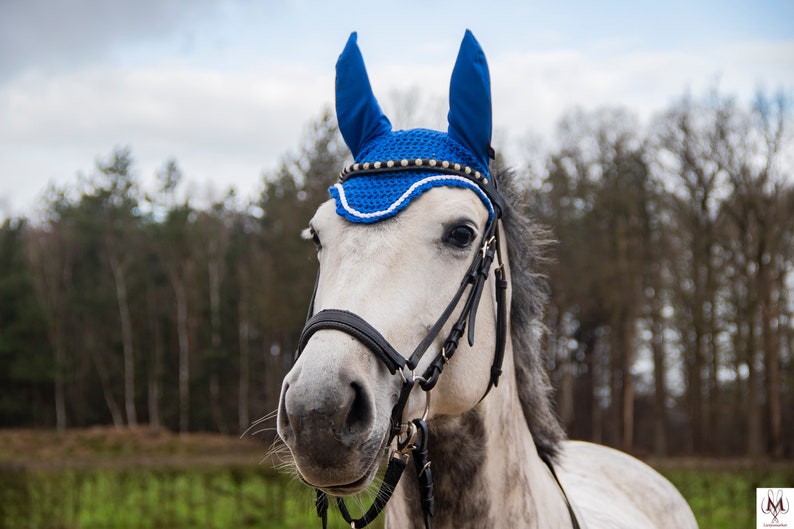 Cobalt blue fly bonnet horse fly bonnet blue cobalt blue ear | Etsy