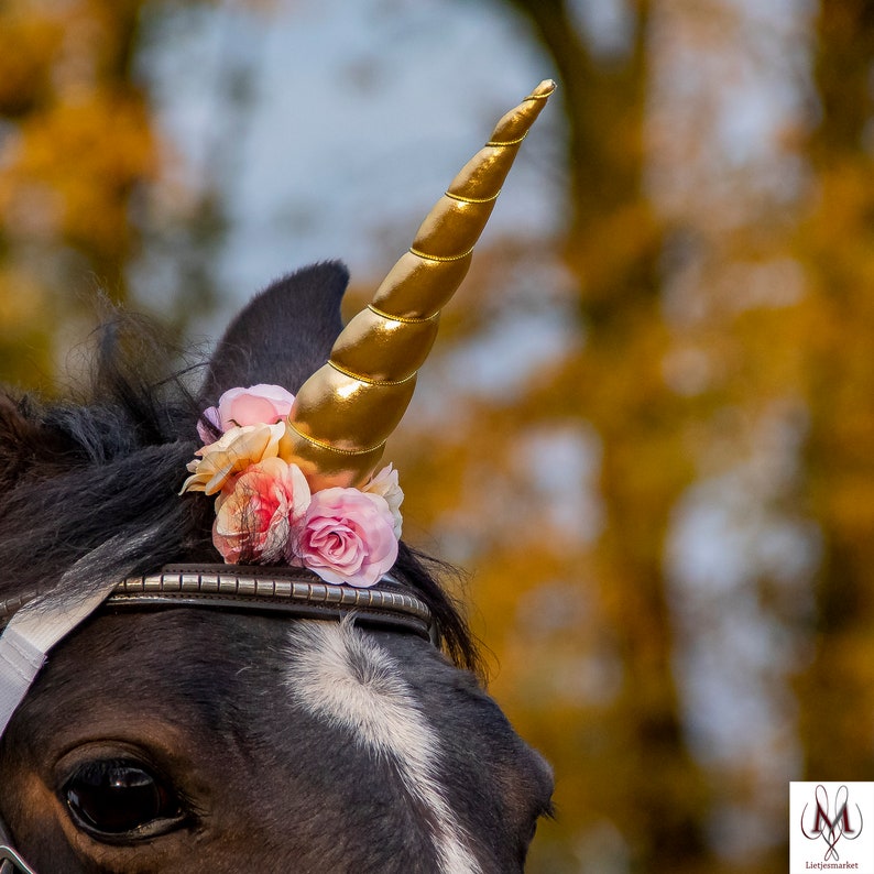Gold Unicorn Horn for Horse Flower Unicorn Horn Pony Fantasy - Etsy