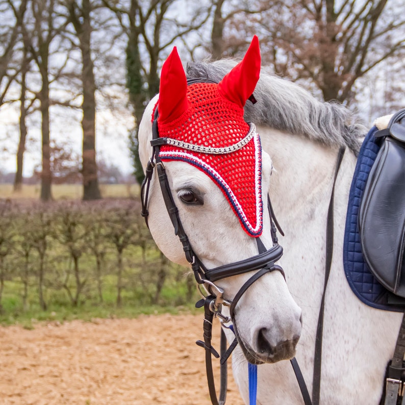 Long Red Fly Bonnet With Red Strass Red Strass Fly Bonnet - Etsy