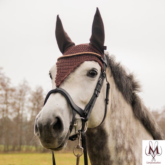 Long Fly Bonnet Brown Fly Bonnet Long Model Fly Veil Horse | Etsy