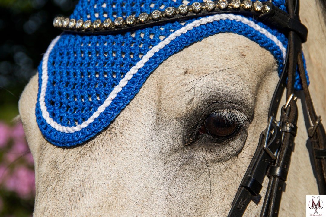 Cobalt Blue Fly Bonnet, Horse Fly Bonnet Blue, Cobalt Blue Ear Bonnet ...
