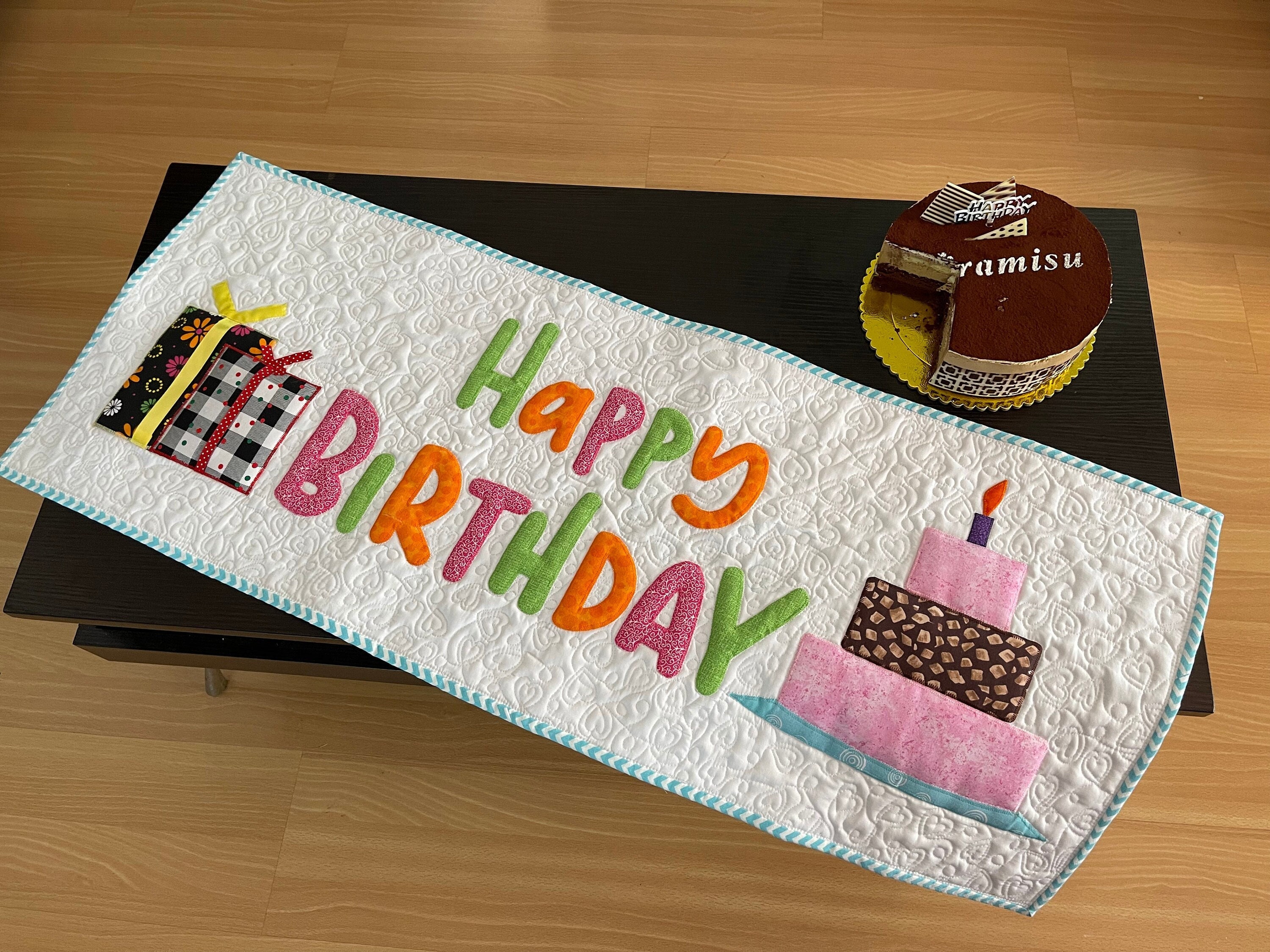 Quilted Table Runner, Happy Birthday, Family Heirloom, CUSTOMIZABLE ...