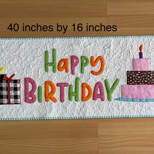 Quilted Table Runner, Happy Birthday, Family Heirloom, CUSTOMIZABLE ...