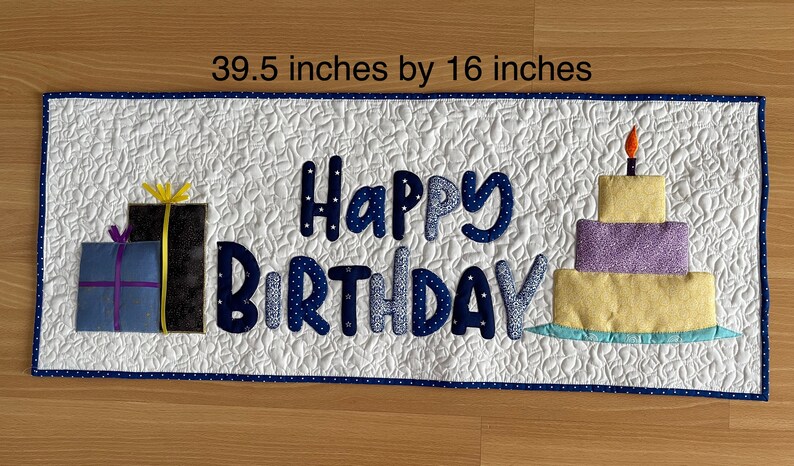 Quilted Table Runner, Happy Birthday, Fun, Handmade in USA, Family ...
