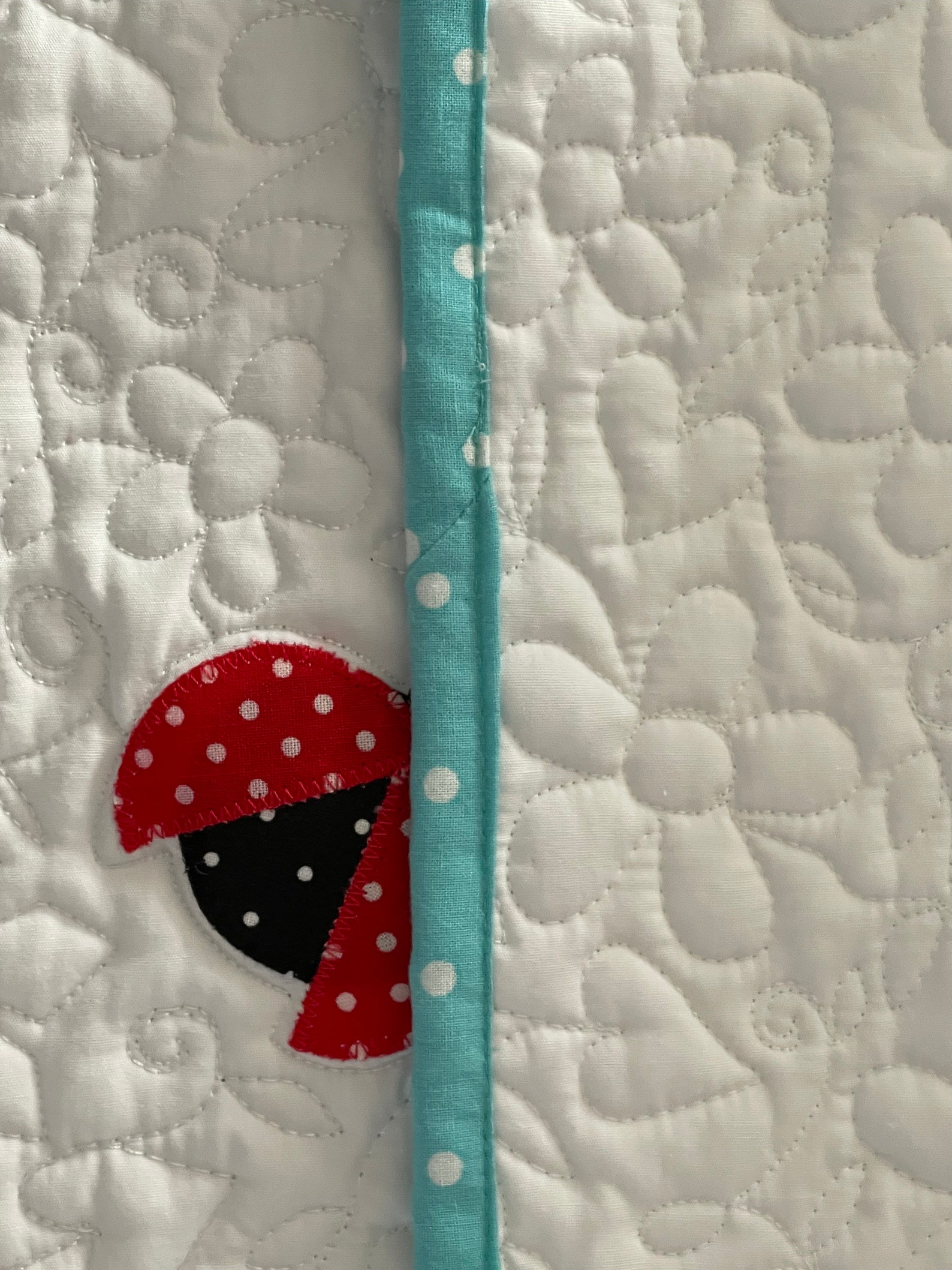 Quilted Table Runner, Tulips & Ladybug Appliques, Handmade in USA ...