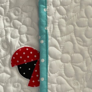 Quilted Table Runner, Tulips & Ladybug Appliques, Handmade in USA ...