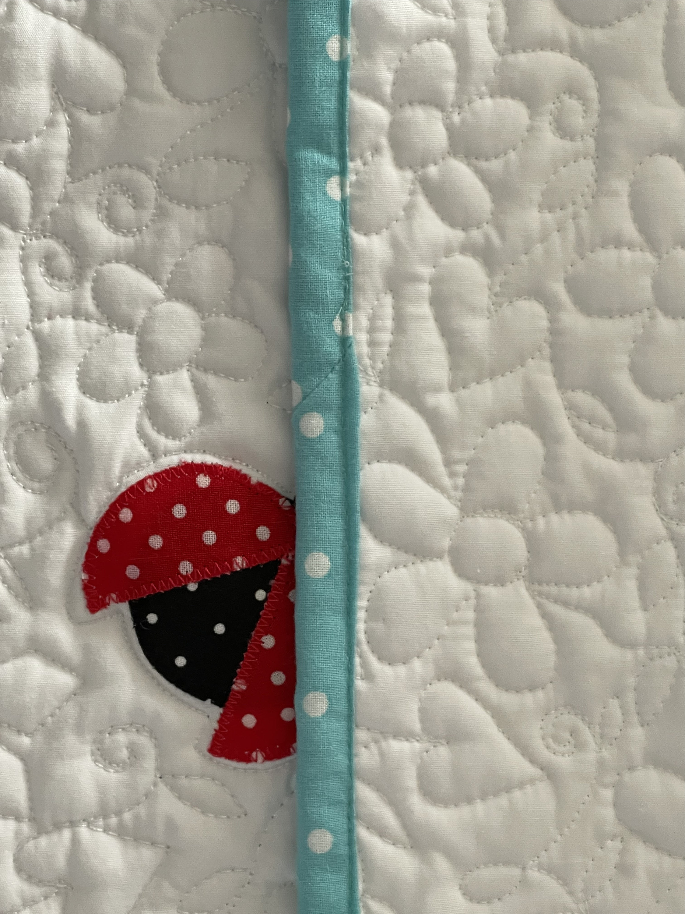 Quilted Table Runner, Tulips & Ladybug Appliques, Handmade in USA ...