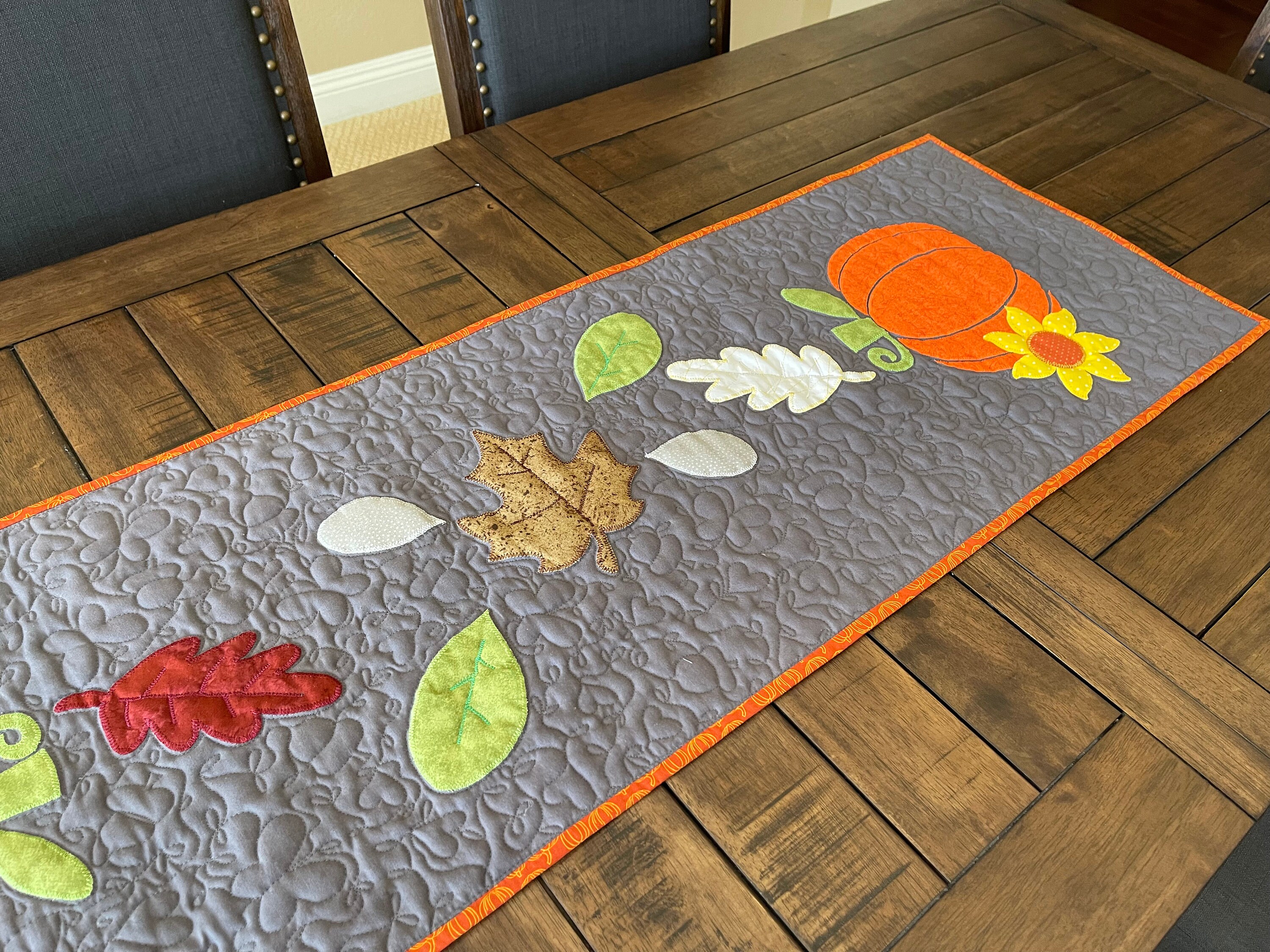 Fall Quilted Table Runner, Handmade in USA, Beautiful Art on Table ...