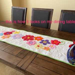 Flower Power! Quilted Table Runner, Handmade in USA, Beautiful Art on ...