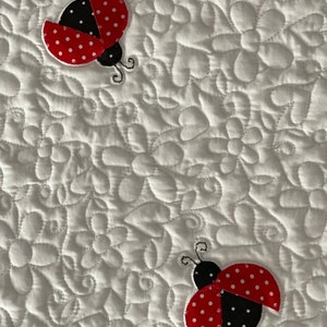 Quilted Table Runner, Tulips & Ladybug Appliques, Handmade in USA ...