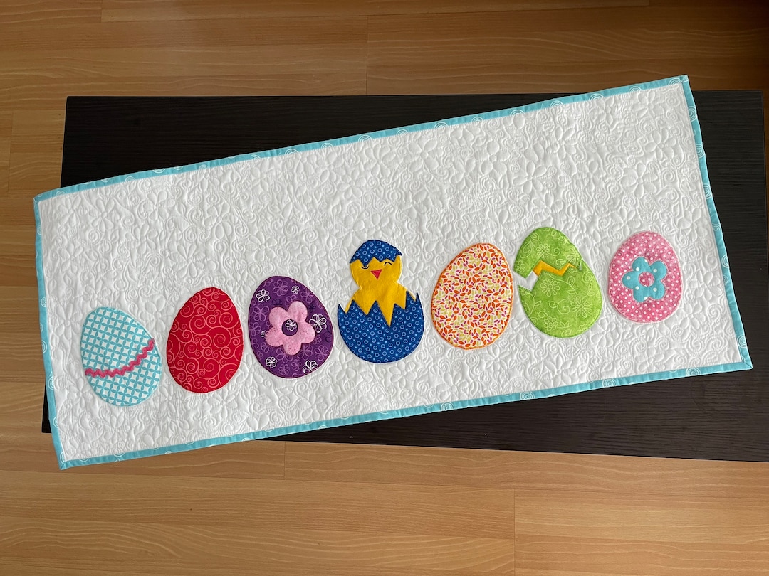 Easter Eggs Quilted Table Runner! Modern, Colorful, Fun, Sweet, Cute, Hand Made in USA, Adorable ...