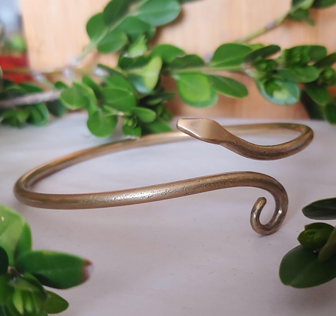 Brass Snake Oval Bangle Bracelet / Solid Brass / Rustic / Textured ...