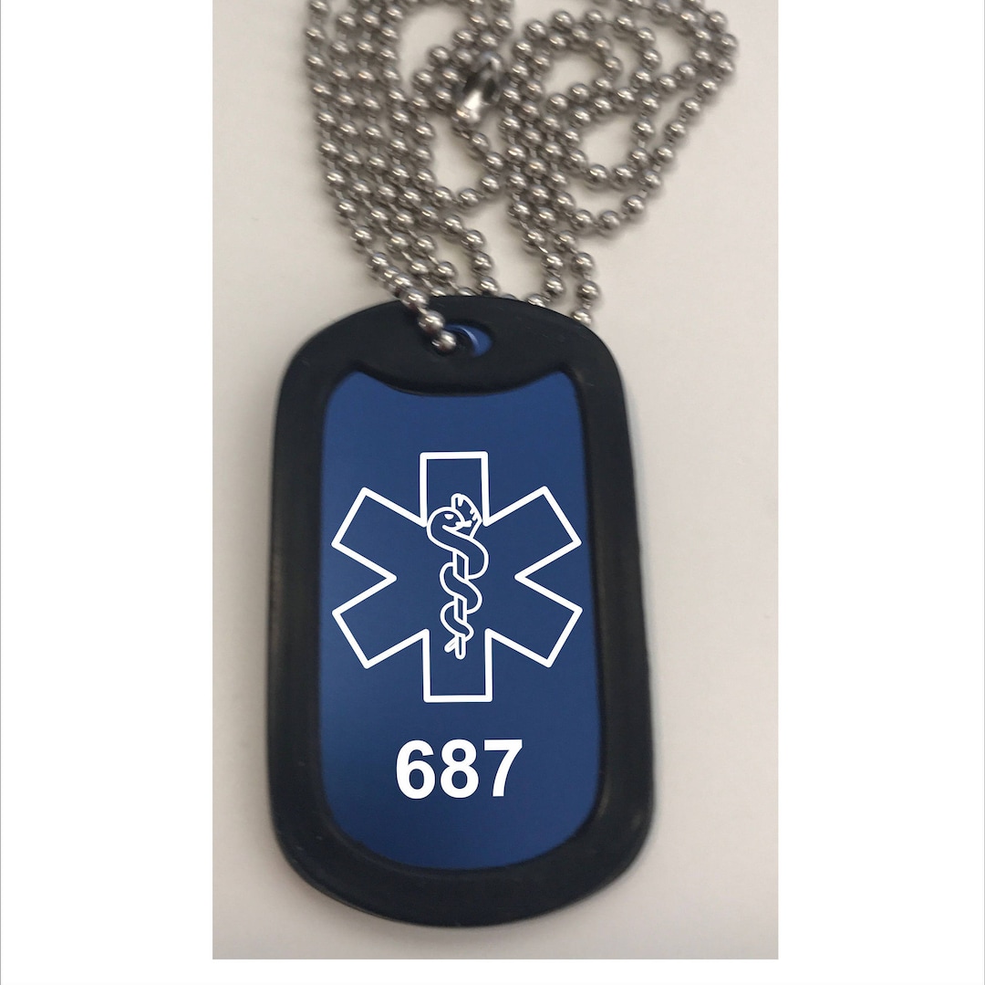 Personalized EMT Dog Tag Necklace, Star of Life Engraving - Etsy