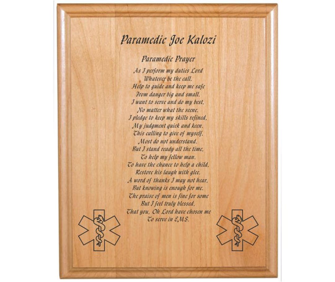 Personalized Engraved_8"x10"_emt / Paramedic_prayer Plaque_ems - Etsy