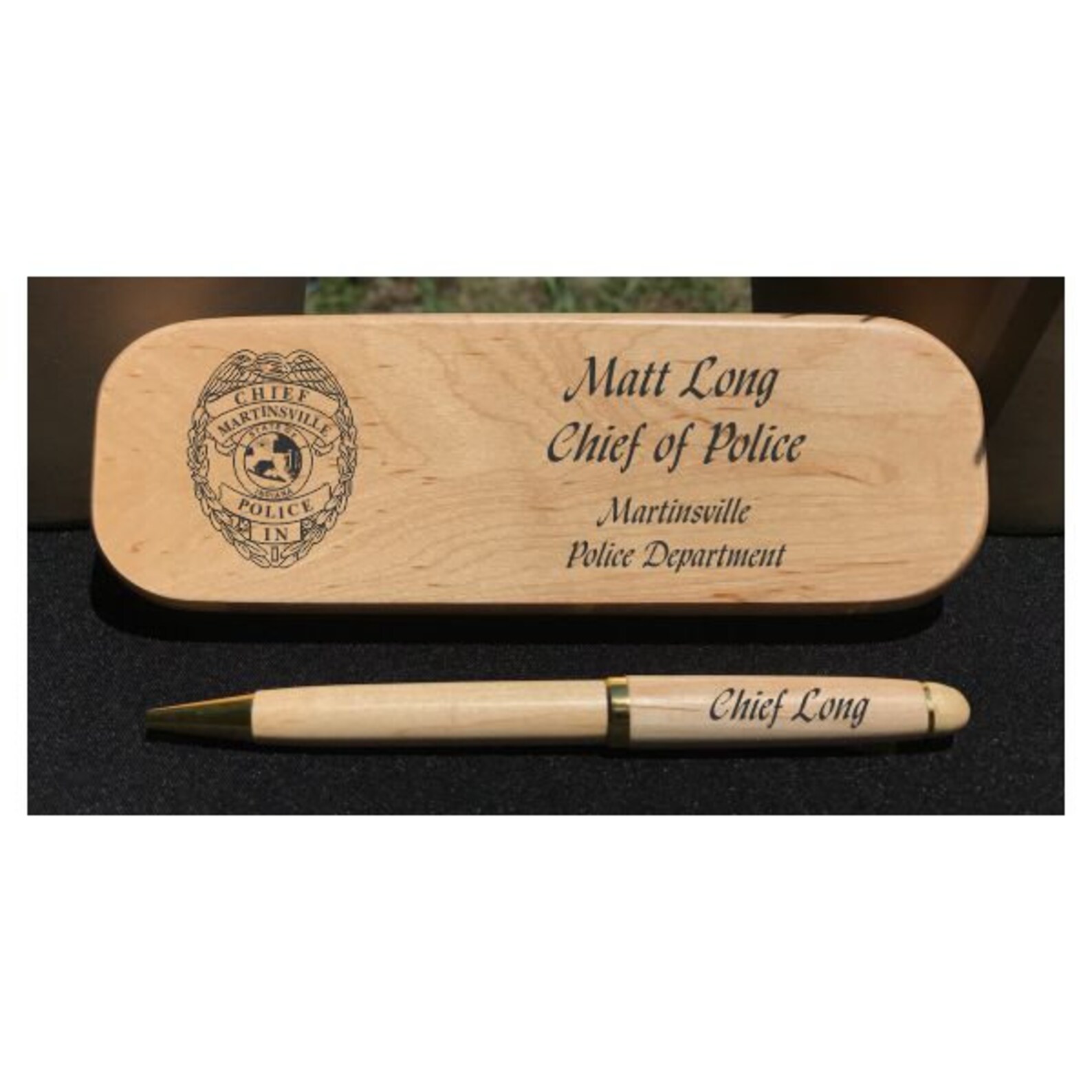 Police // Personalized Engraved Maple Pen Box Set // Trooper | Etsy