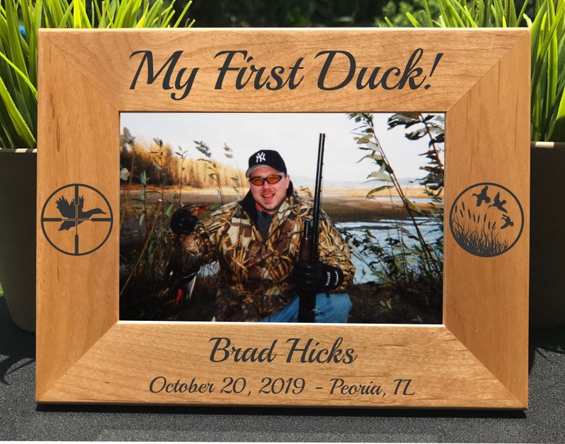 Duck Hunting Photo Frame, Engraved Alder Wood, First Duck Gift - Etsy