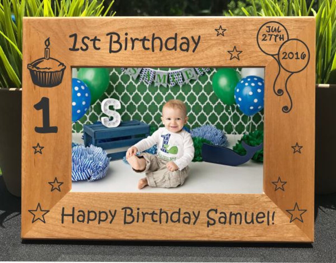 First Birthday // Personalized Engraved Photo Frame // Picture Frame ...