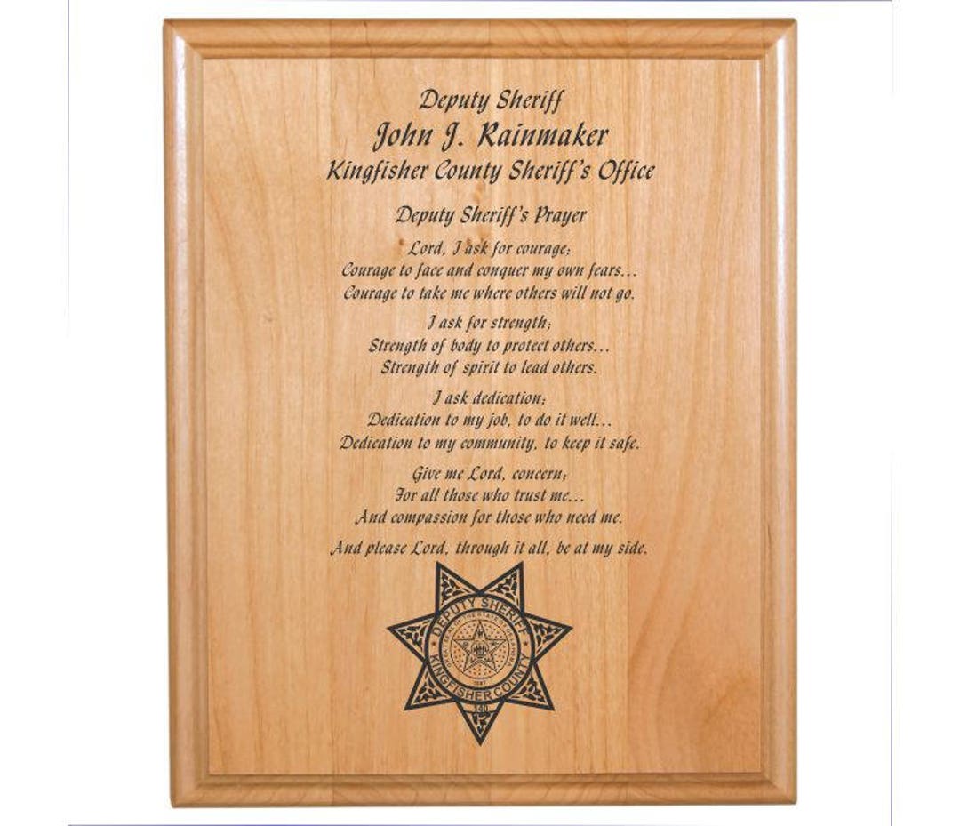 Personalized Engraved_8"x10"_police Officer's Prayer Plaque_deputy ...