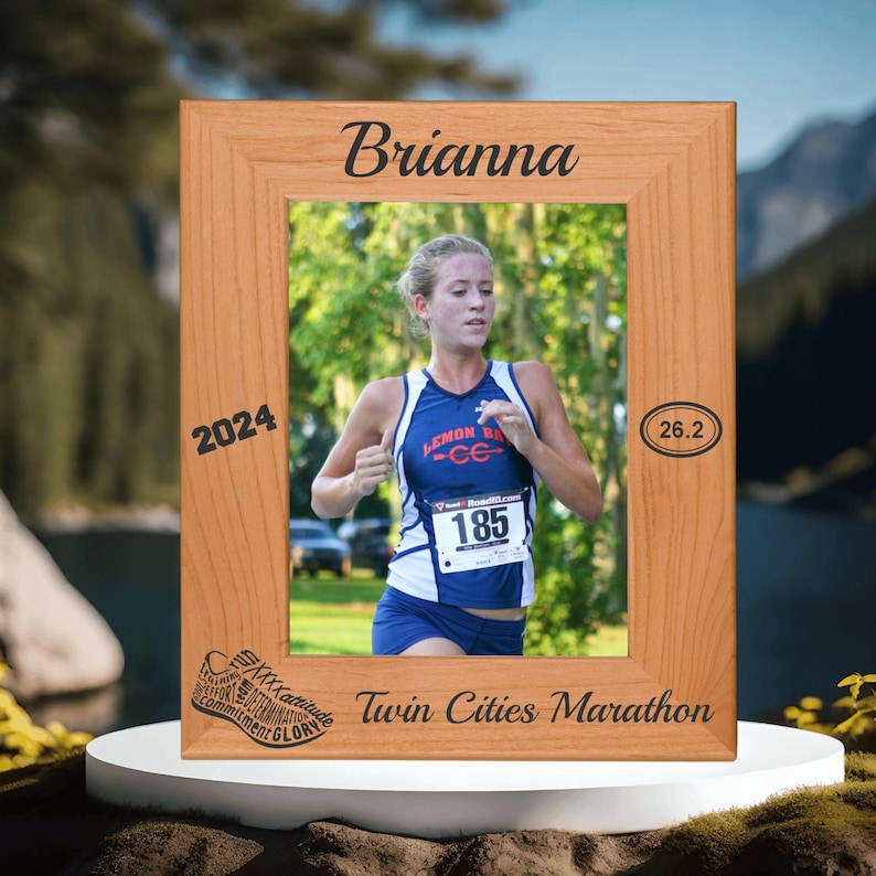 Engraved Wood Marathon Photo Frame | Personalized Runner Gift - Etsy UK