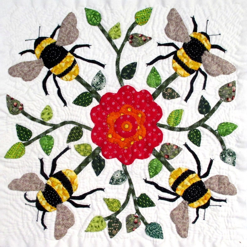 Bee Quilt Block Pattern For Natures Bounty Quilt Etsy