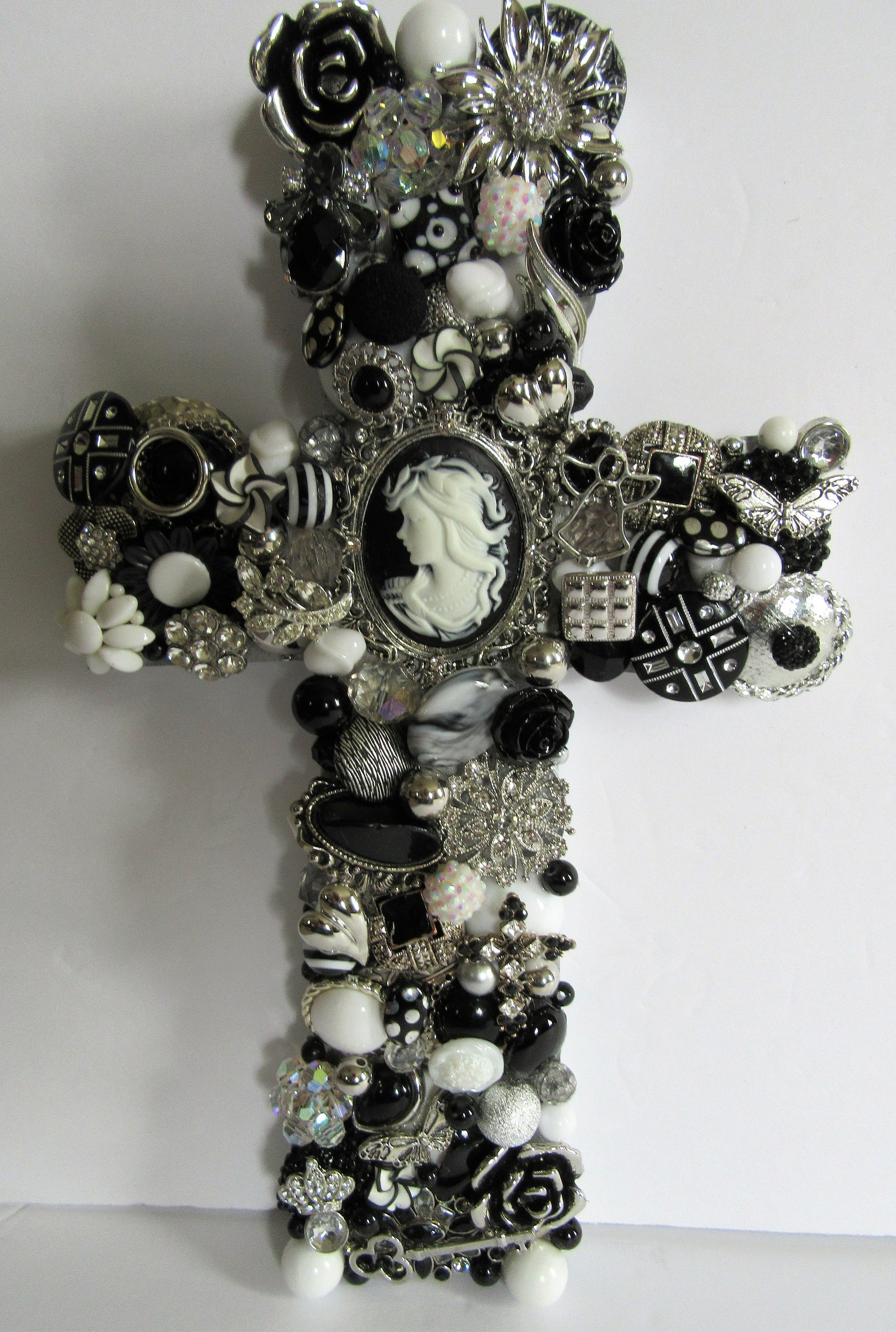 OOAK Jeweled Hand Decorated Cross Vintage Jeweled Black & - Etsy