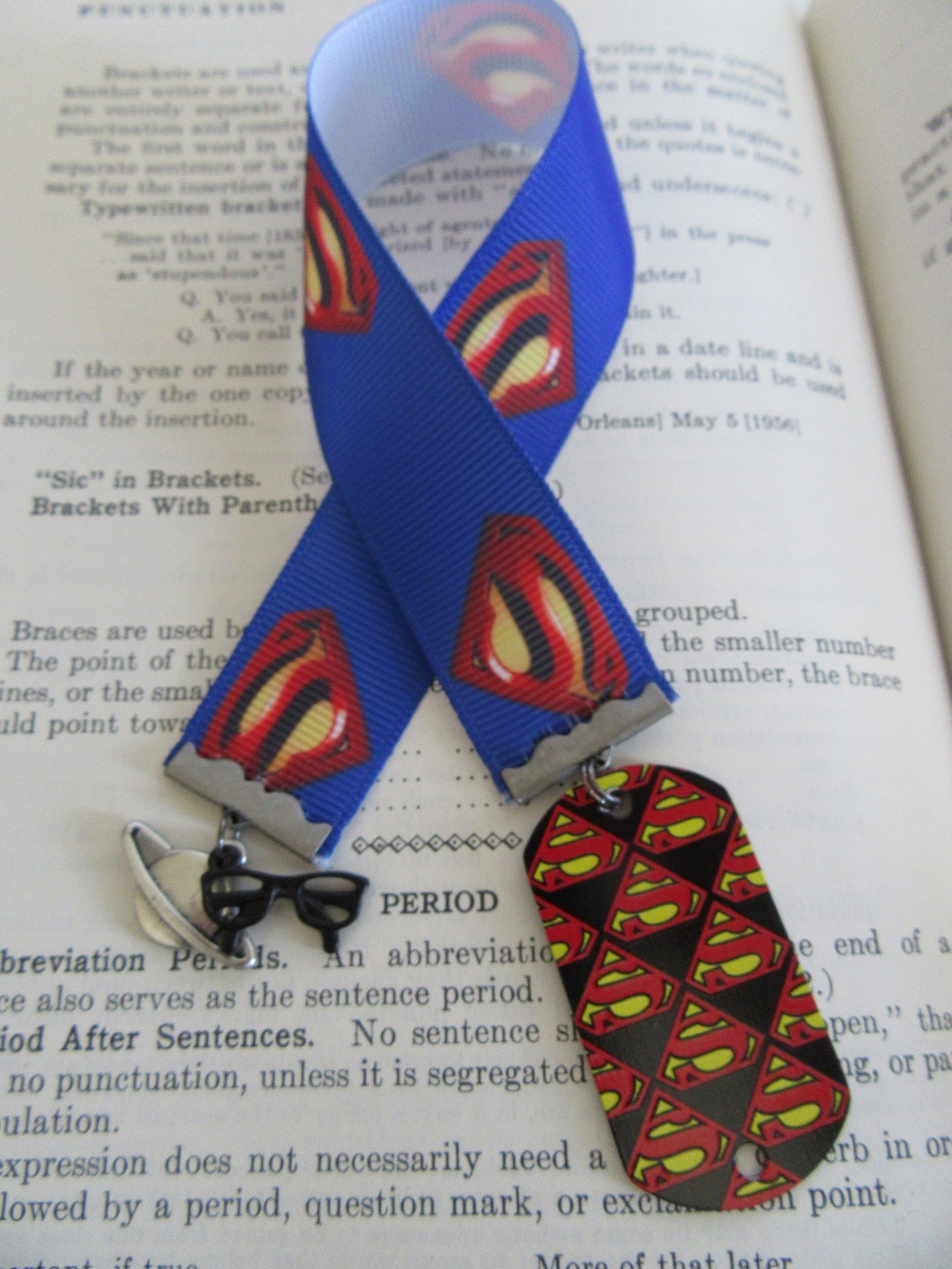Superman Ribbon Bookmark With Superman Superhero Charms - Etsy