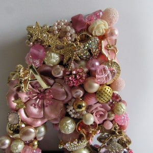Jeweled Initial Letter A Pink & Cream Colors Vintage Jeweled - Etsy