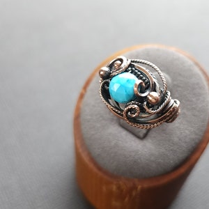 Turquoise Wire Wrap Ring, Handmade Wire Wrap Rings, Blue Turquoise ...