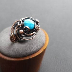 Turquoise Wire Wrap Ring, Handmade Wire Wrap Rings, Blue Turquoise ...