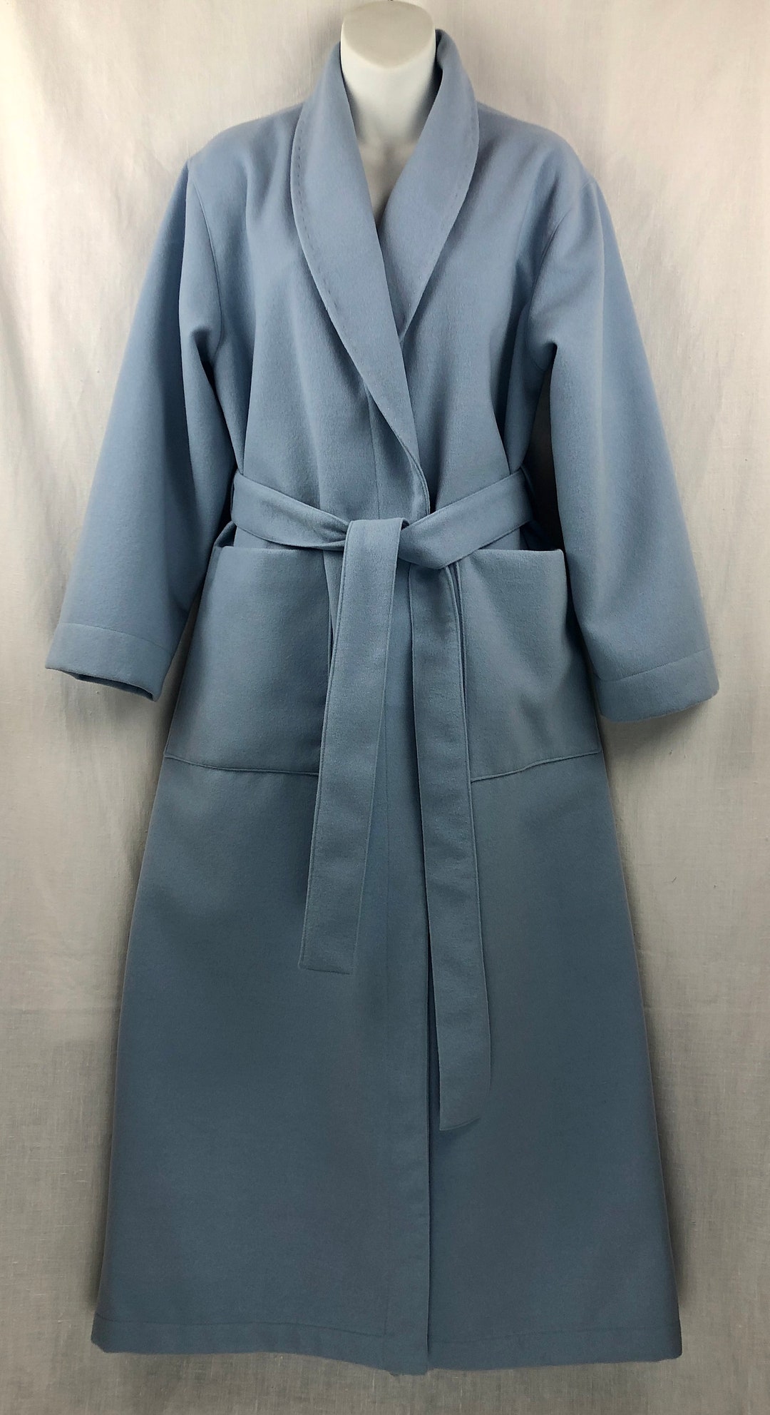 Ladies Wool Dressing Gown or Robe, Pale Blue Wool, All Sizes (small-xxl ...