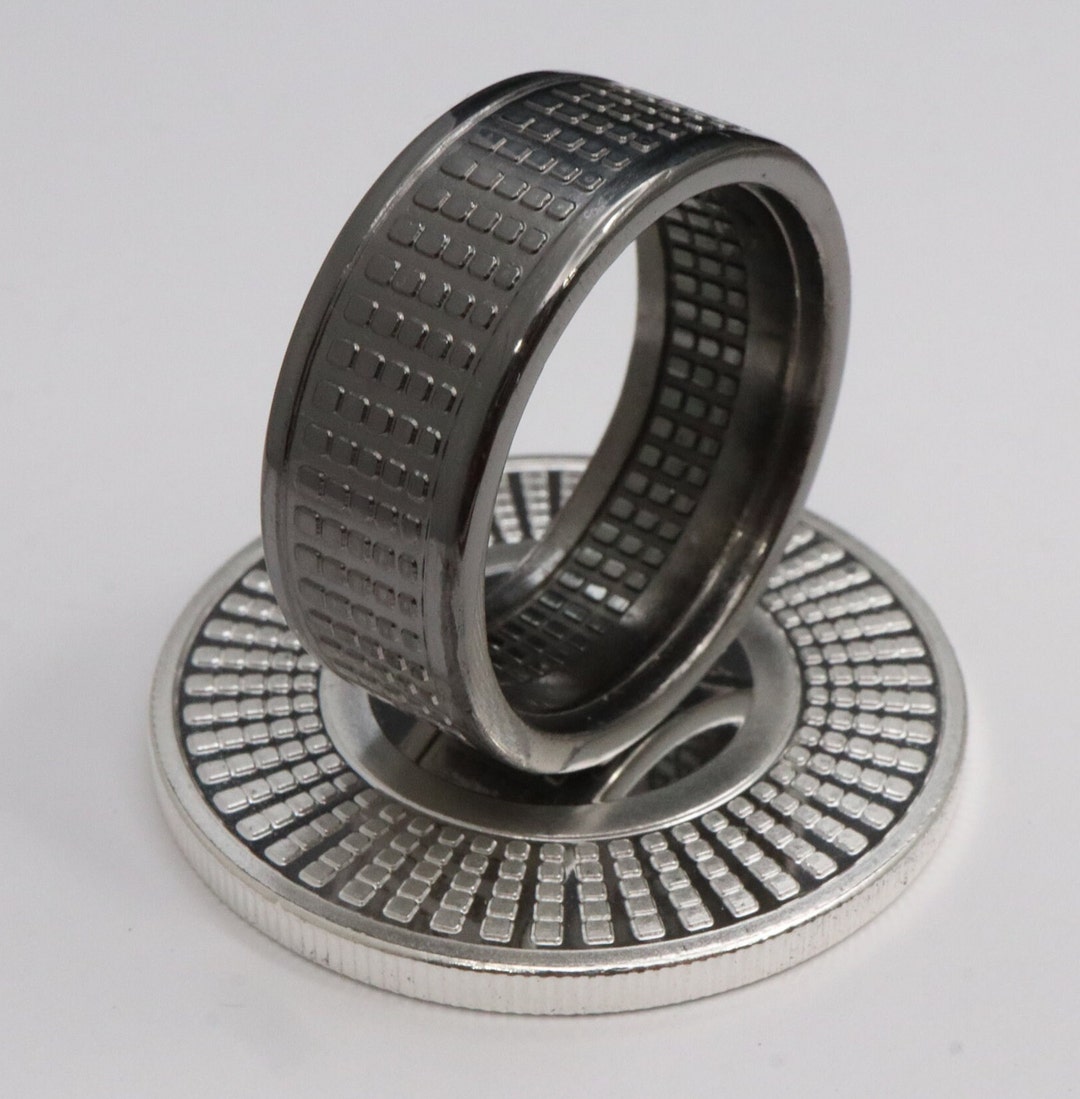 Geometric Radial Coin Ring, Gun Metal Black Ruthenium Handforged From a ...