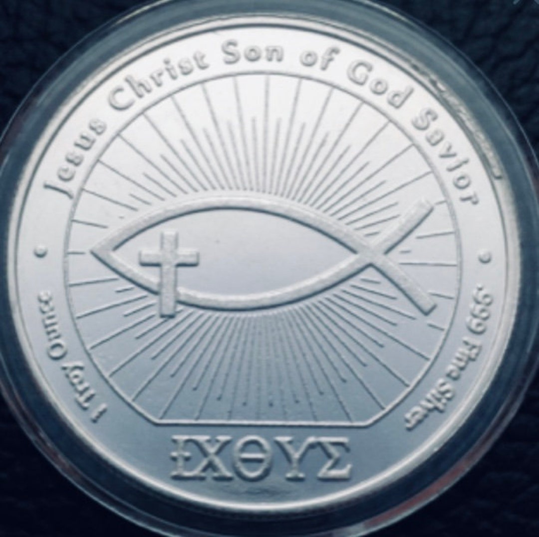 John 3:16 IXOYE Christian Fish Coin, Rare 1 Troy Ounce Pure Silver Coin ...
