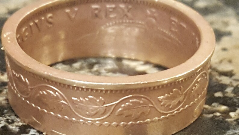 1911 Canadian "big" Copper Penny Coin Ring W/ Mirror Polished Finish ...