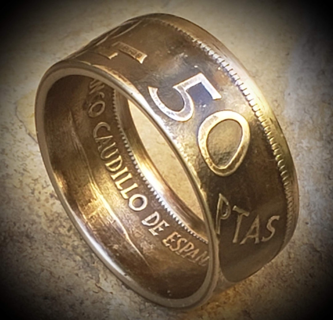 1957 Spanish 50 Pesetas 50 PTAS Coin Ring Heritage Ring (una Grande ...