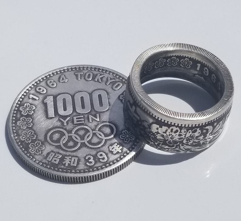 Japanese 1964 1000 Yen .925 Pure Silver Coin Ring tokyo - Etsy