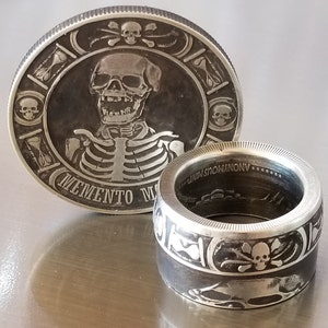 14mm WIDE .9999 Pure Silver Memento Mori Day of the Dead | Etsy