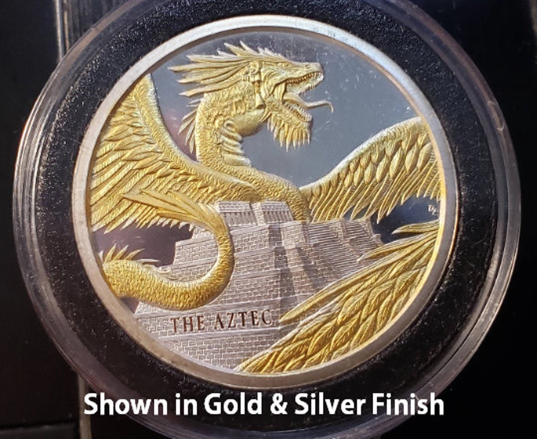 RARE 1 Oz Silver Coin, the Aztec Dragon last of the World of Dragons ...